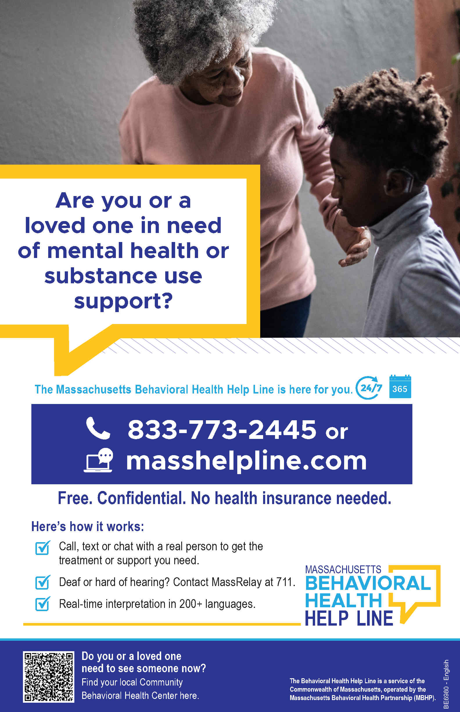 Behavioral Health Helpline Poster - Deaf or Hard of Hearing - English ...
