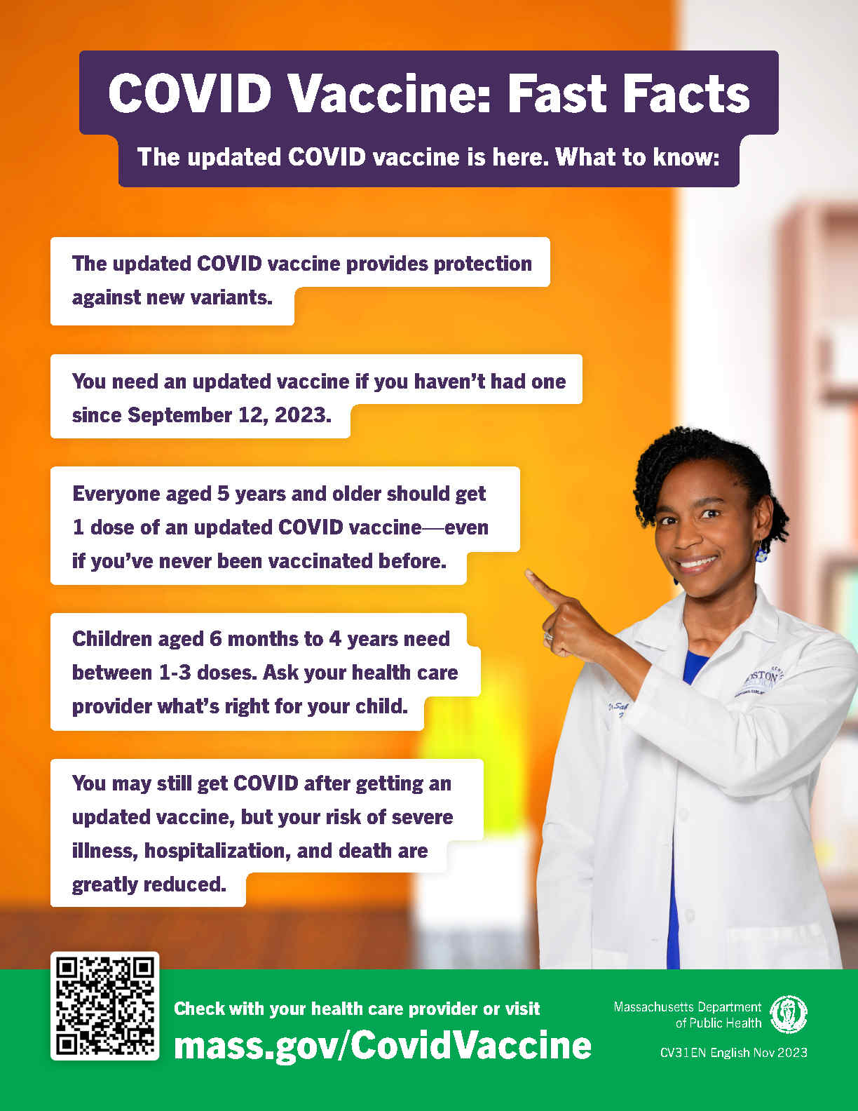 COVID-19 Vaccine: Fast Facts Flyer - Multiple Languages: Massachusetts ...