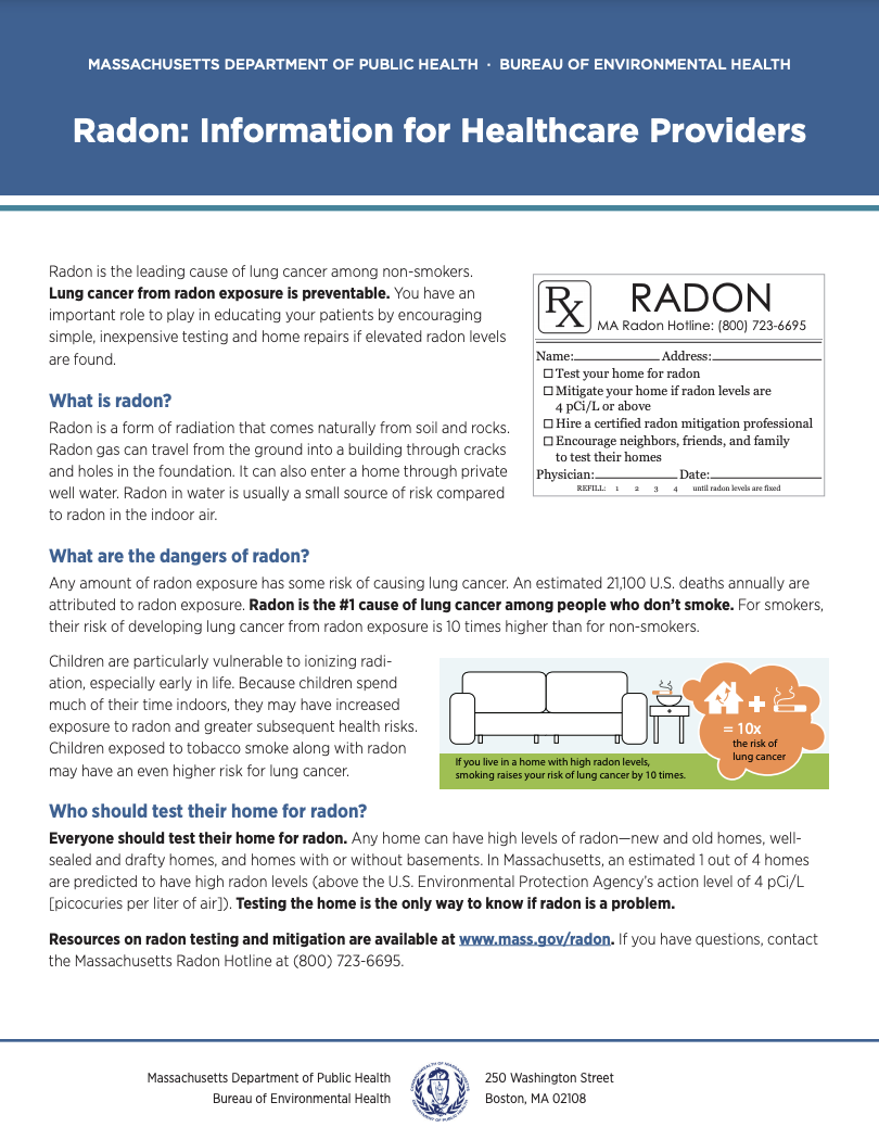 Radon Information for Healthcare Providers Fact Sheet - Multiple ...