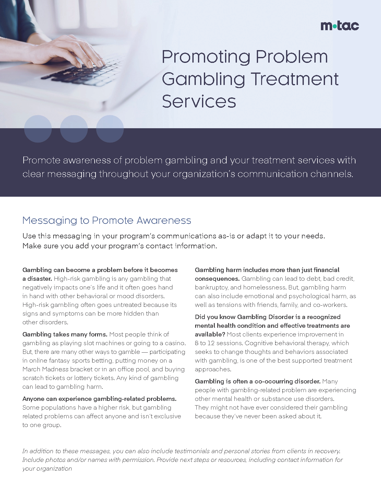 Promoting Problem Gambling Treatment Services Flyer - Multiple Languages: Massachusetts Health ...