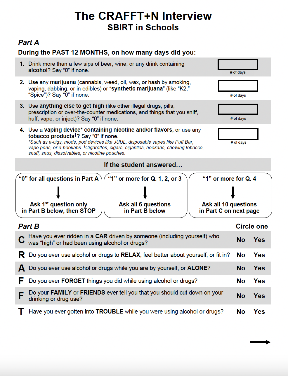 The CRAFFT+N: SBIRT in Schools Tool - English: Massachusetts Health ...